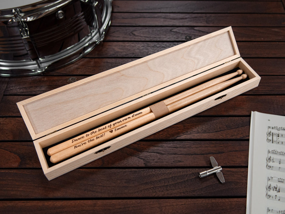 Engraved Drumsticks In Wooden Box – Berben Design